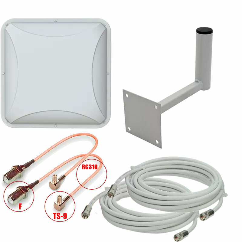 4G антенна Antex Petra BB MIMO 2*2 15f для усиления сигнала интернета частот 1700-2700мГц +кабель+переходники пигтейлы TS9-F