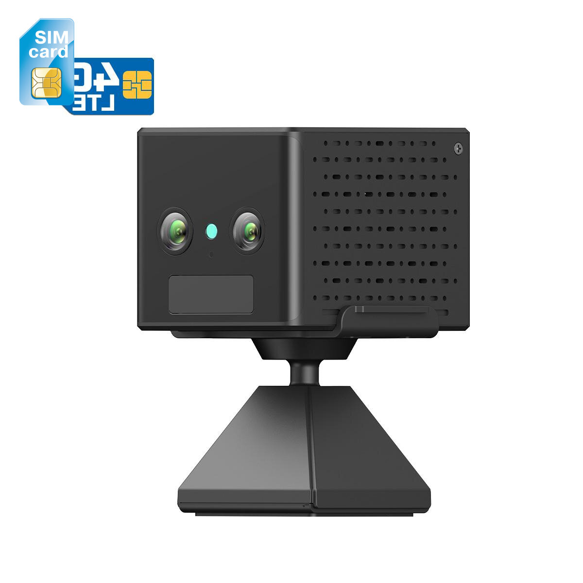 Автономная 2mp маленькая беспроводная 4G IP видеокамера наблюдения ДжейЭмСи АС60 (4G-Dual) (C80764EB) с двумя объективами и ИК датчиком движения. Не