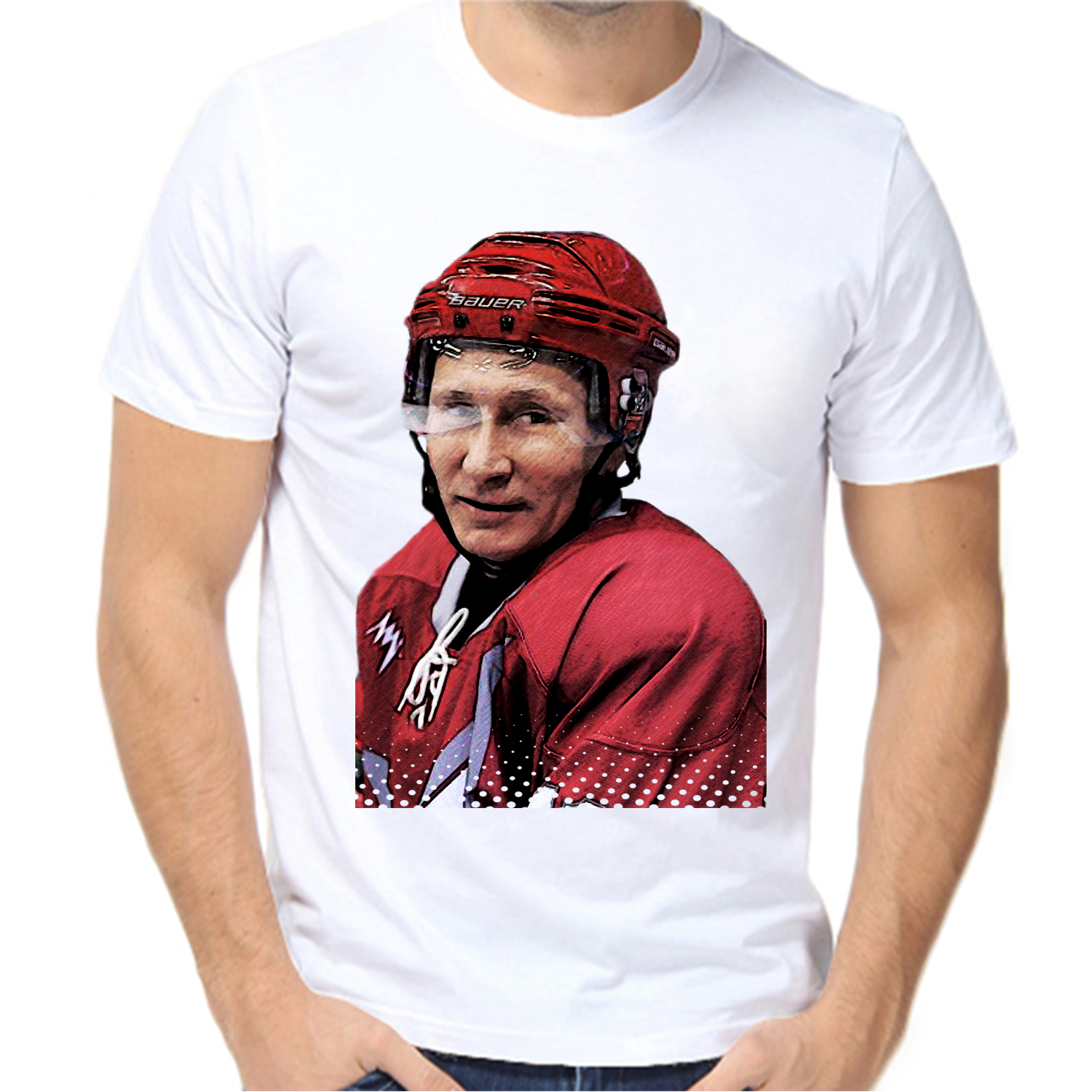 Футболка с Путиным хоккеистом