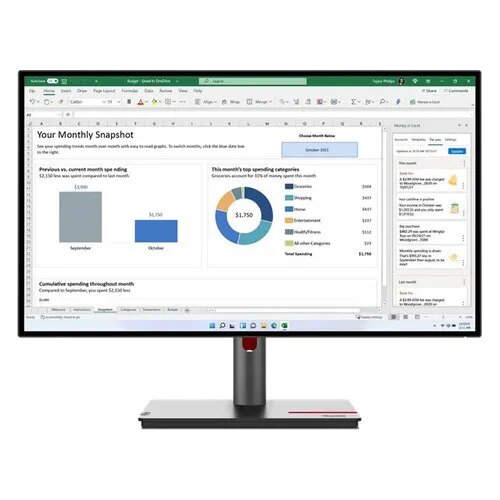 27" Монитор Lenovo ThinkVision P27h-30, 2560x1440, IPS, 1хHDMI, 1хDP, черный [63a1gat1uk]