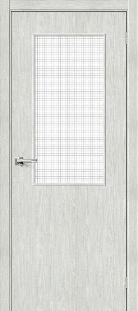 Межкомнатная Дверь с Экошпоном Bravo Браво-7 Bianco Veralinga / Wired Glass 12,5 400x2000мм (Полотно 1шт) / Браво.