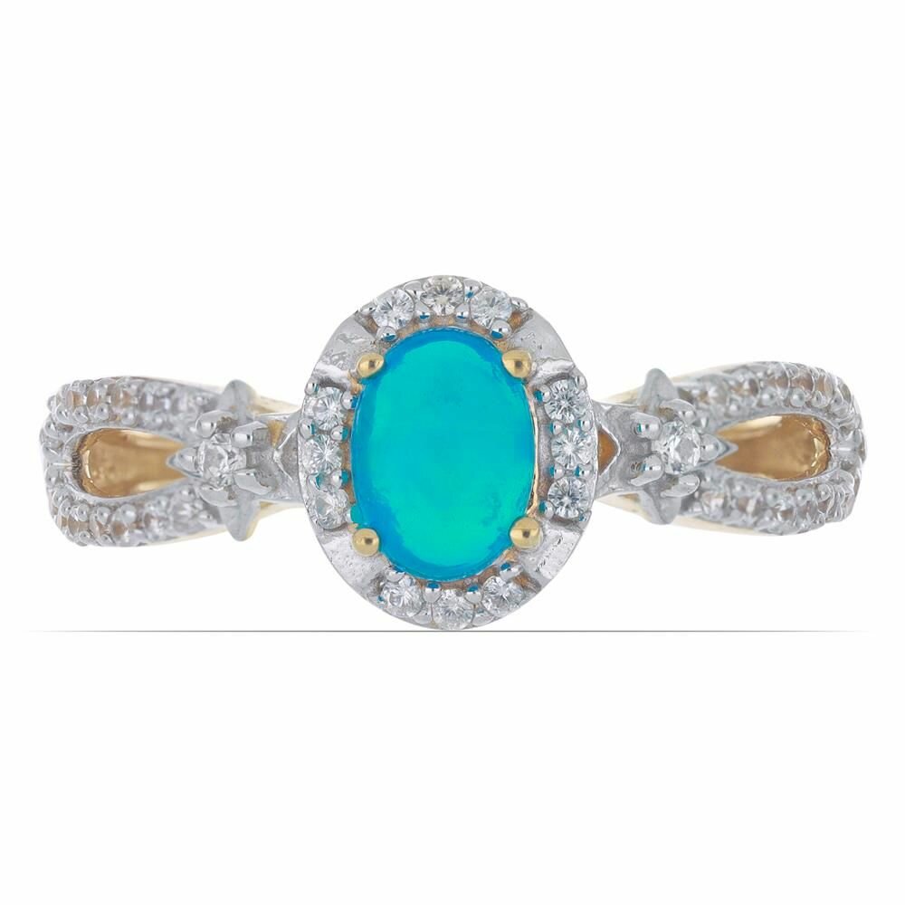 Кольцо, серебро, 925 проба, опал, циркон