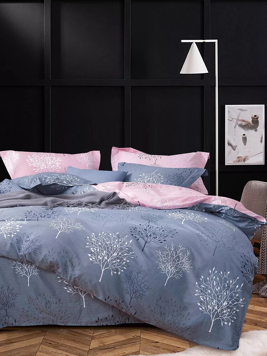 Постельное белье евро сатин 4 наволочки Twill