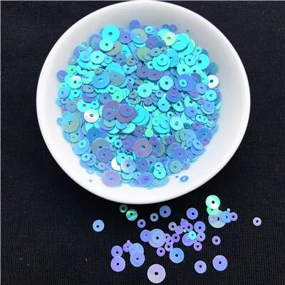 Блестки плоские круглые бирюзовые AB Light Blue 3/4/5/6 мм, 1200 шт