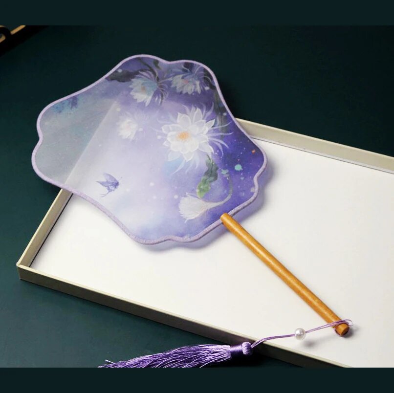 Шелковый круглой веер с красными цветами style E