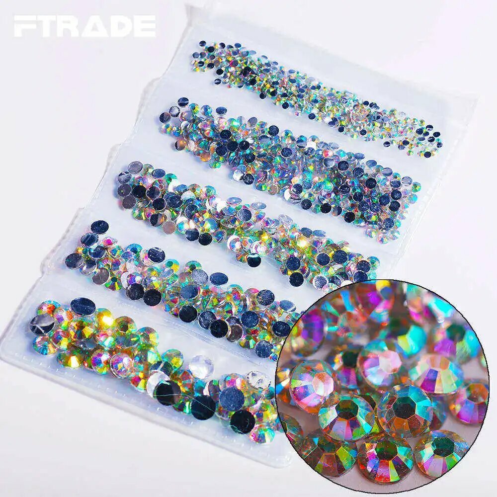 Хрустальные стразы Hisenlee 2-6 мм для дизайна ногтей 1000 шт Clear AB