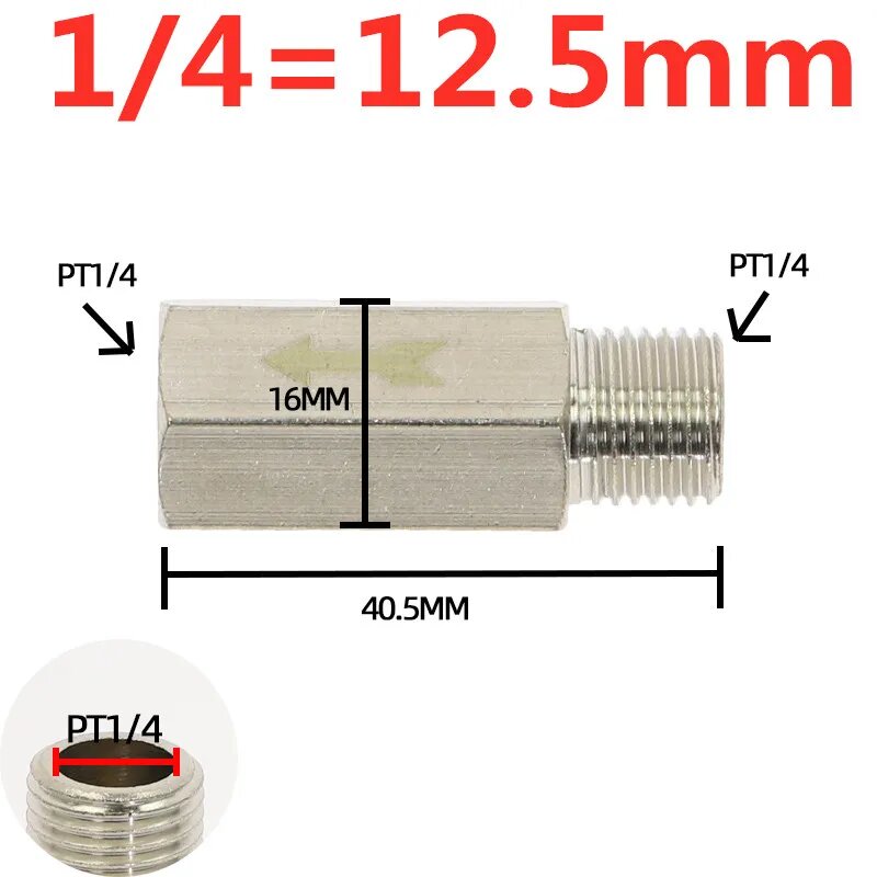 Пневматический обратный клапан Pti 1/4", 16мм x 40.5мм
