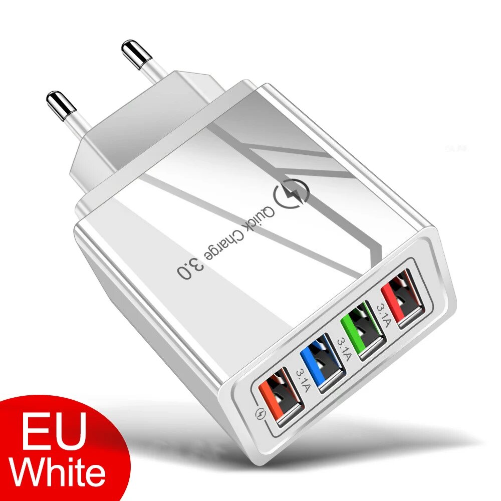 Устройство зарядное сетевое с USB-портом и поддержкой быстрой зарядки, 3,0 Gray