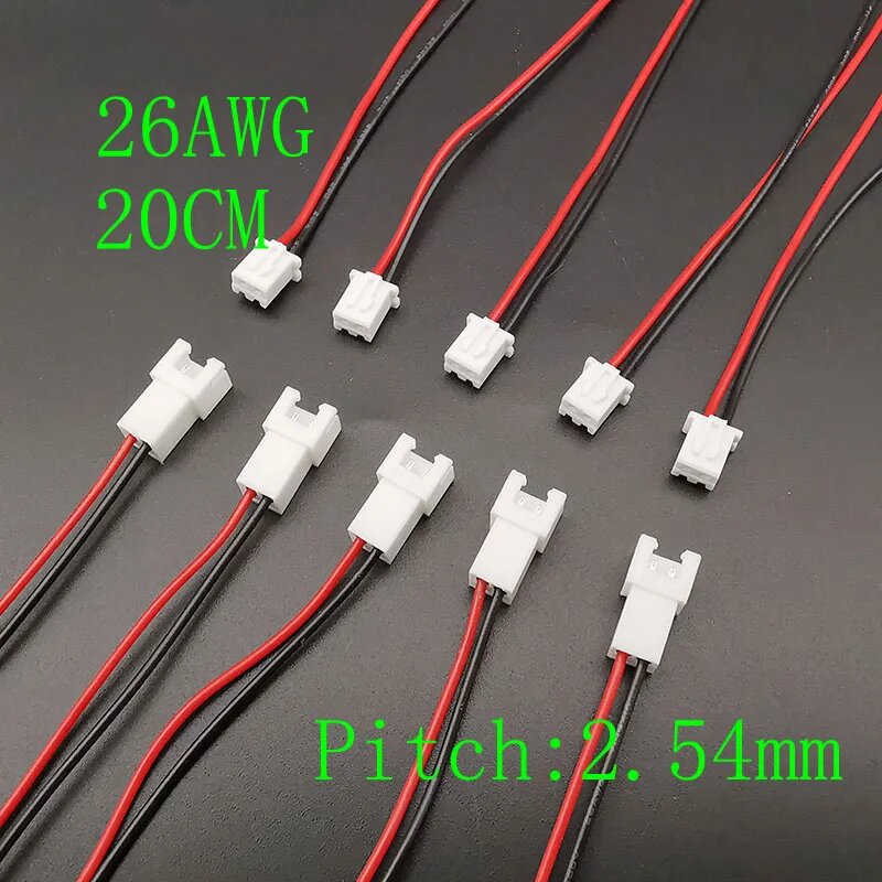 Разъемы Micro JST 1.25 мм/PH 2.0 мм/XH 2.54 мм, 2-контактные, с проводами 5Pairs, Pitch 2.54mm