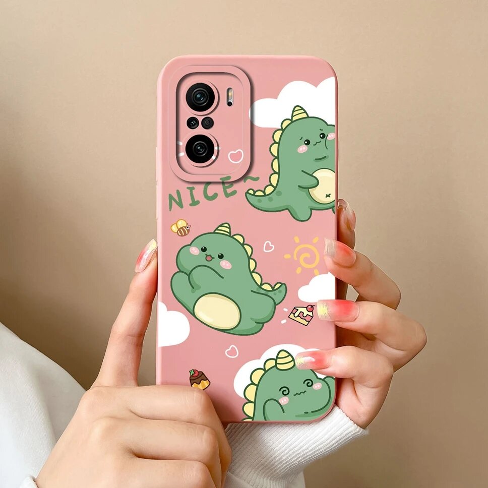 Чехол Xiaomi Poco F3 с динозаврами, TYP249, силикон