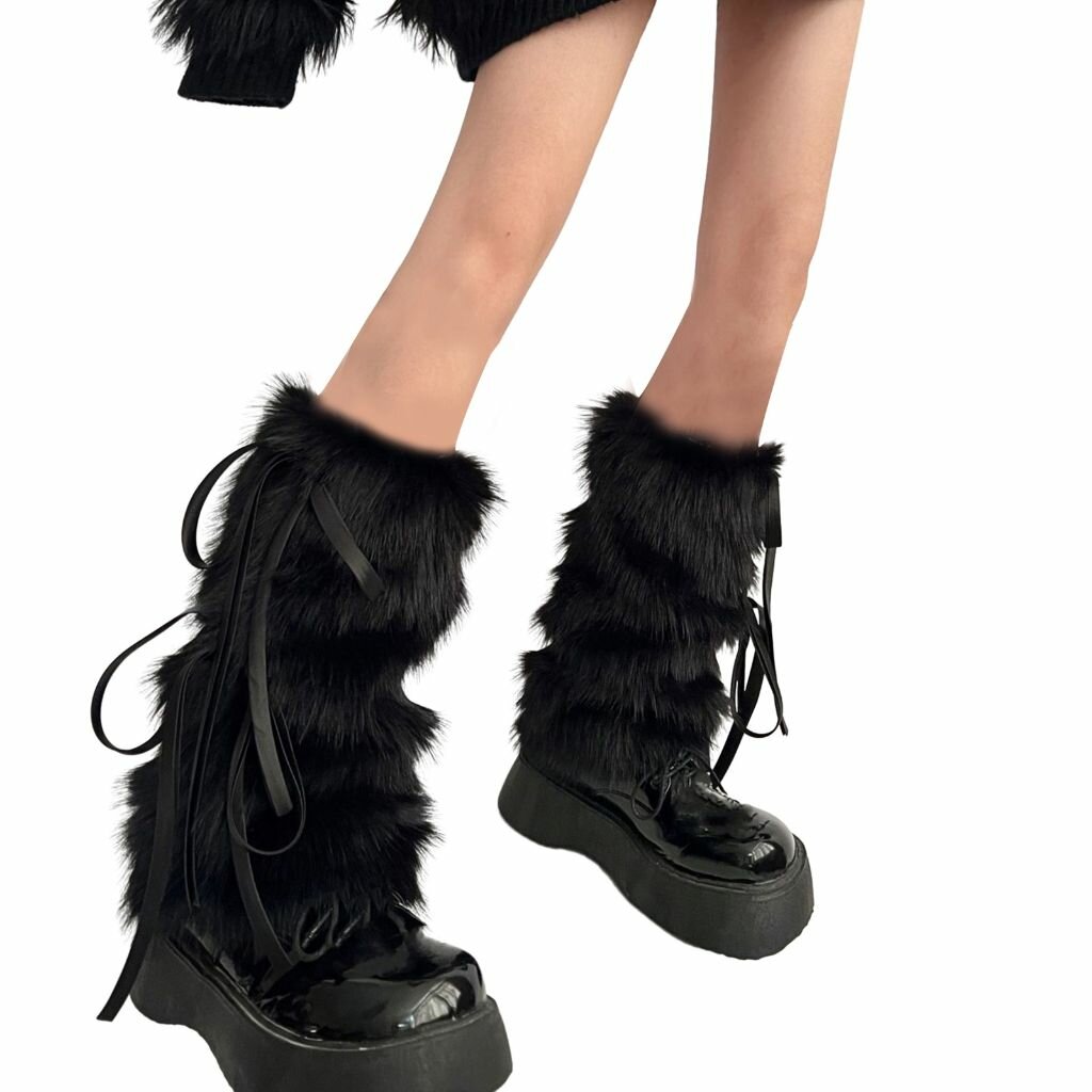 Комплект Плюшевых Носков для Телят Hot girl-Черный