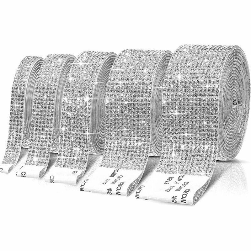 OMZHIMO Самостоятельная лента со стразами 1 ярд 2 Rows, Crystal