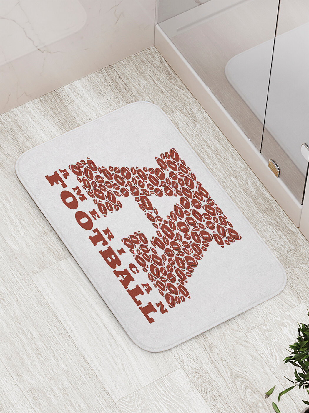 Коврик для ванной комнаты, туалета "А - американский футбол" противоскользящий, 52х77 см, JoyArty