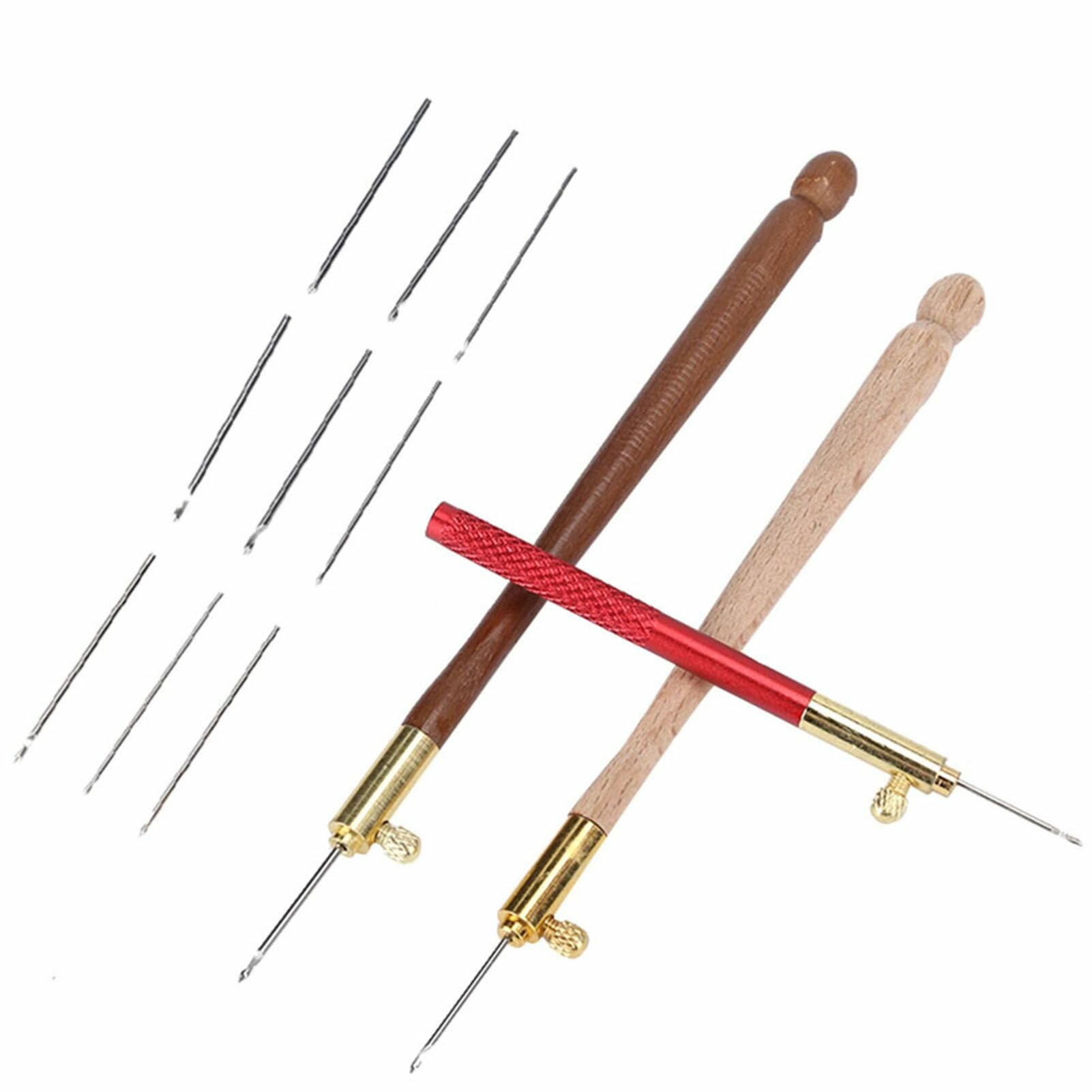 Набор крючков для вязания, штопки и бисероплетения, дерево + нержавеющая сталь