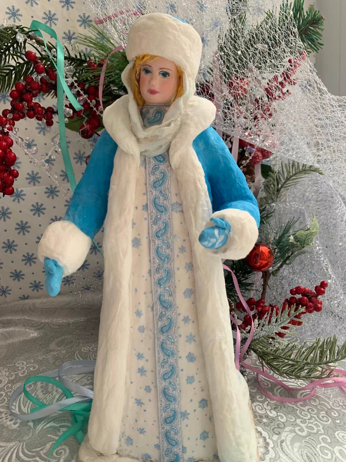 Новогодняя игрушка под ёлку "Снегурочка", из ваты, ручная работа