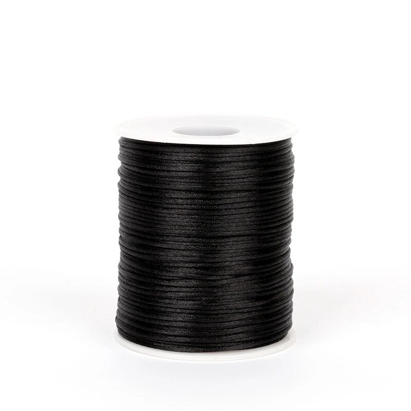 Черный нейлоновый атласный шнур 100 м 1,5 мм Черный, Black Color