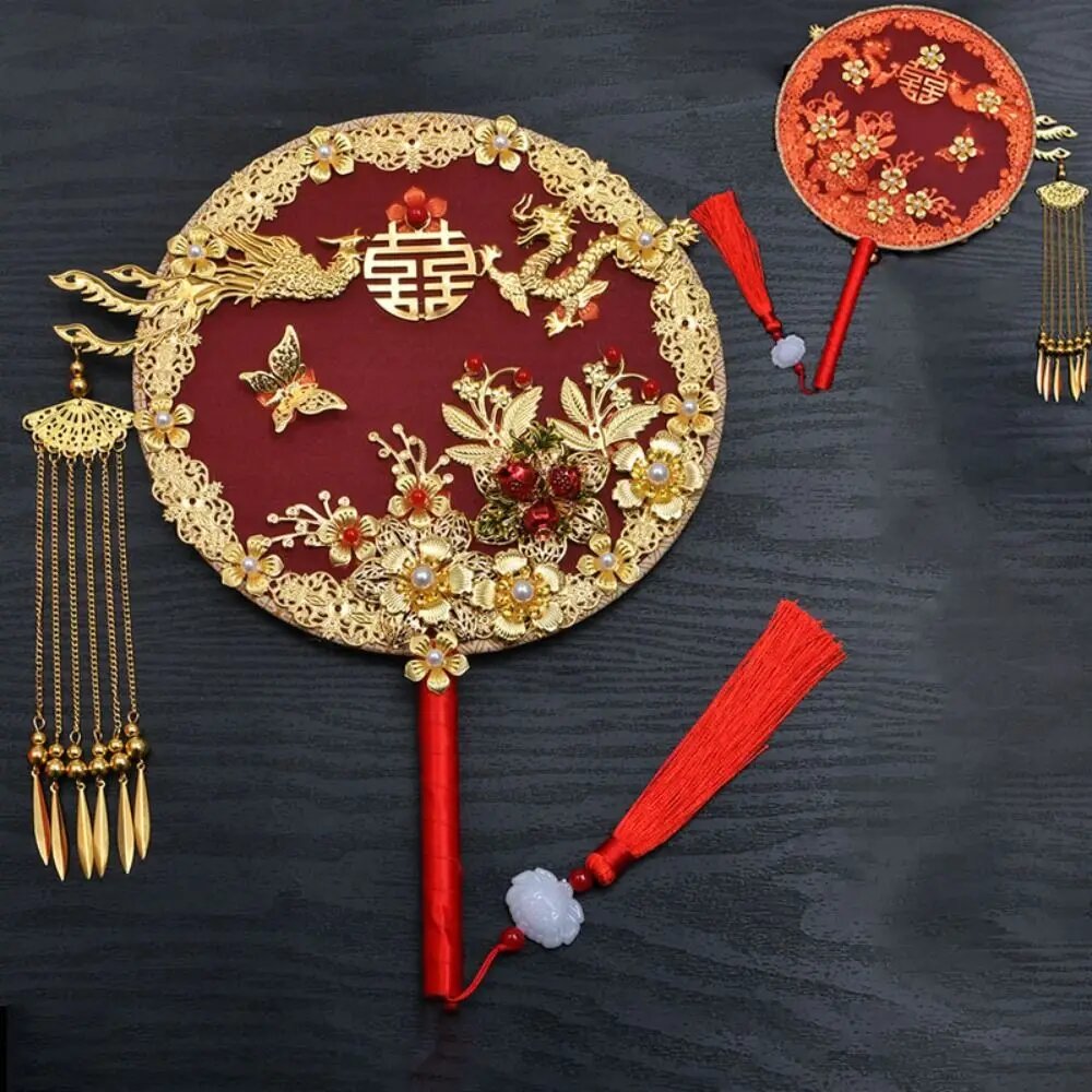 Декоративный веер Tuan красный/белый J