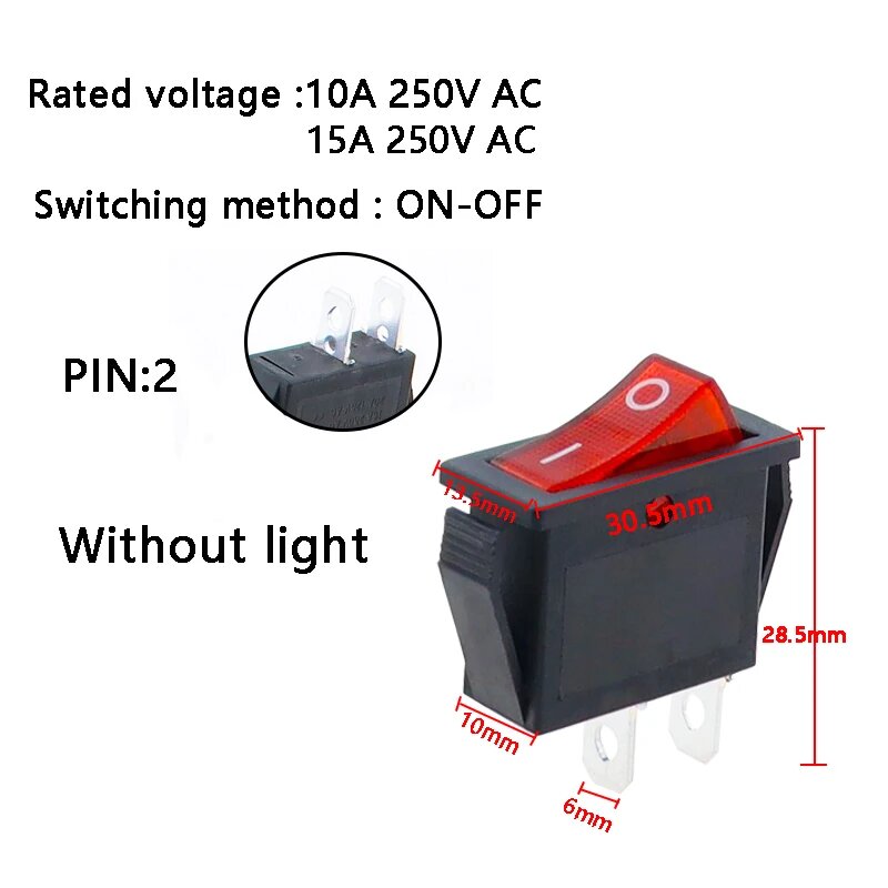 Переключатель кулисный 2PIN RED