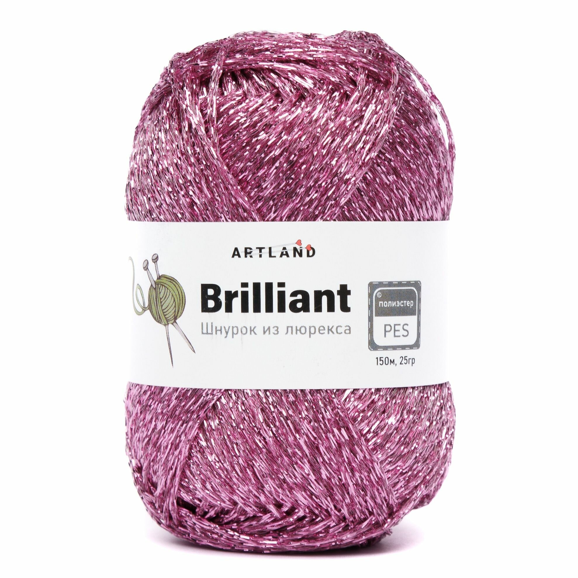Пряжа Artland Brilliant Шнурок из люрекса 2447 темно-розовый (25г/150м, упаковка 10 мотков)