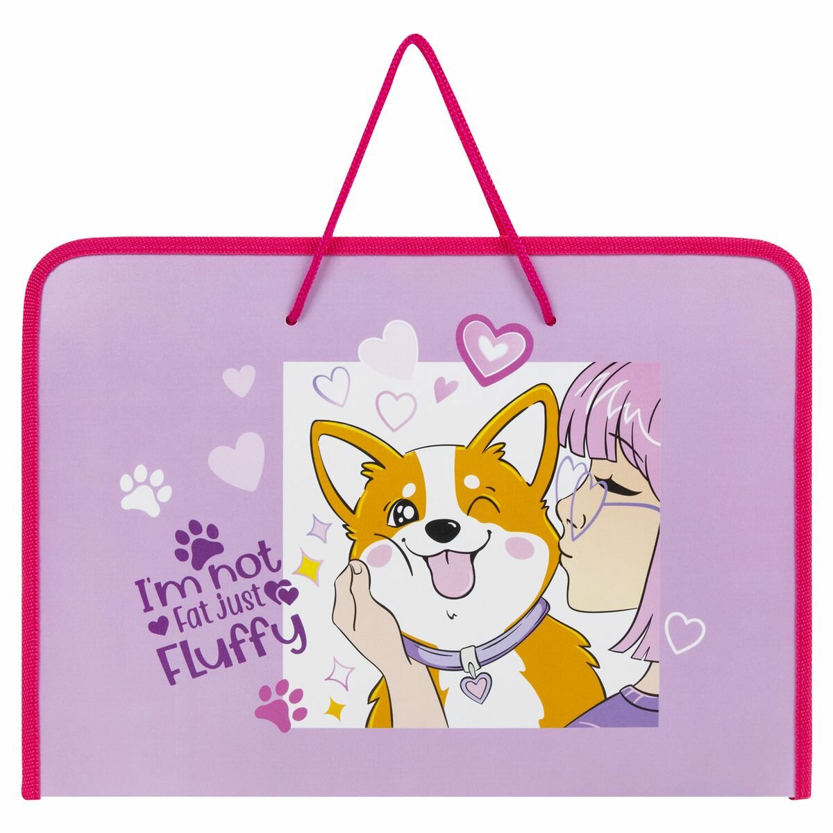 Папка для труда 1 отделение, А4 Пифагор "Fluffy akita", пластик, органайзер (272227)