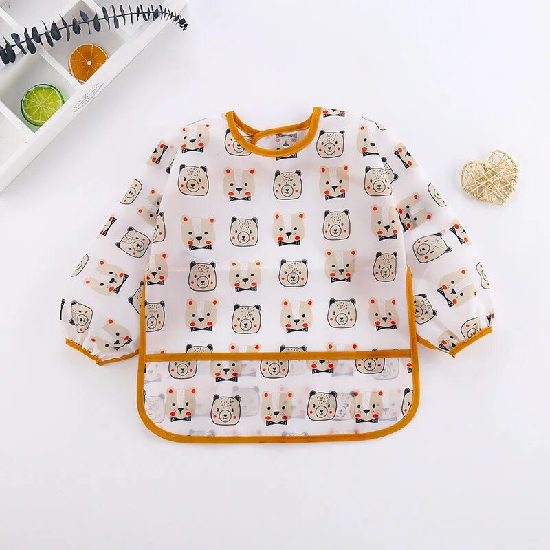 Детский нагрудник белый с мишками, 4-6 лет