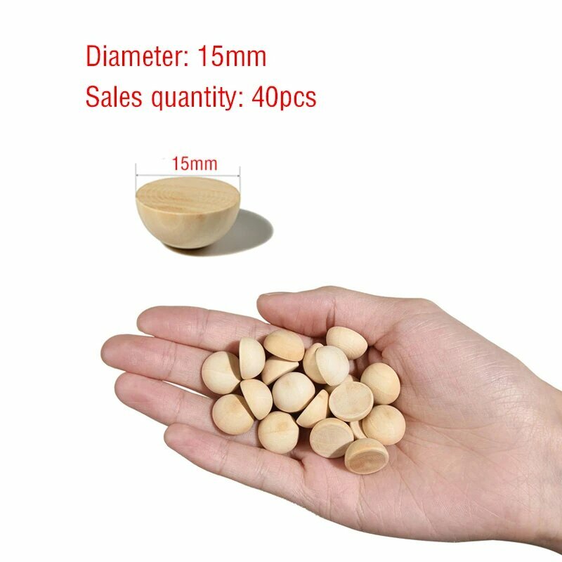 Полудеревянные шарики из бисера, натуральные полудеревянные шарики, необработанные деревянные бусины из сплит-дерева, сделай сам, искусство, Рождественский Декор, полукруглые деревянные шарики 15mm 40pcs