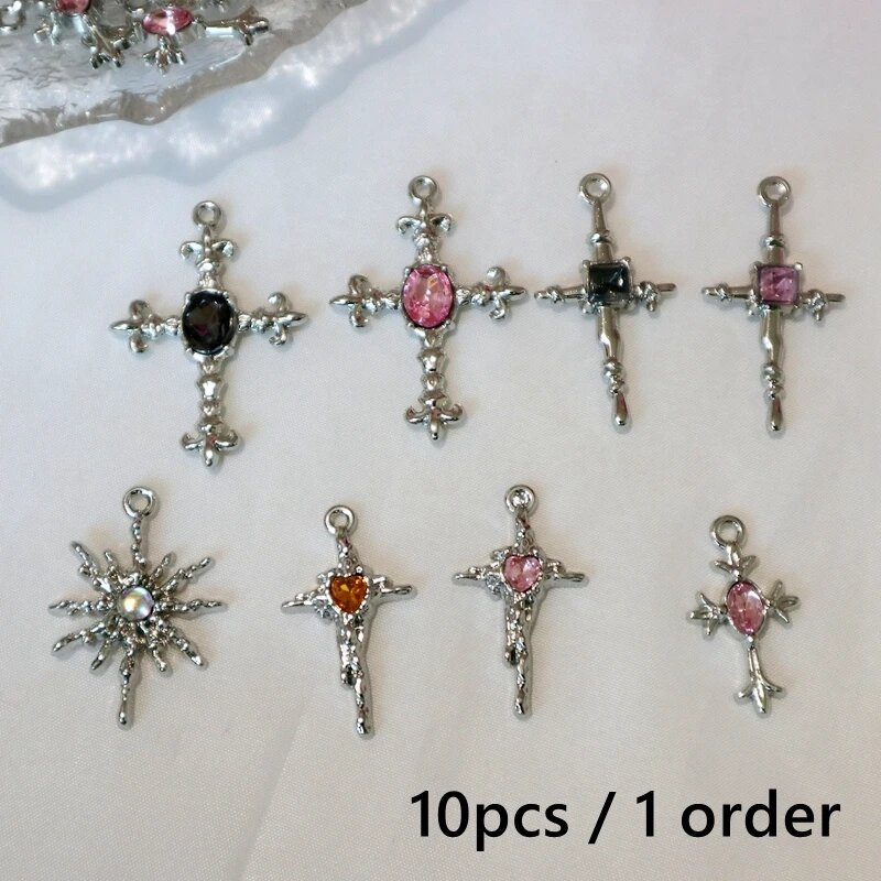 Подвески кресты металлические MIXED, 10шт