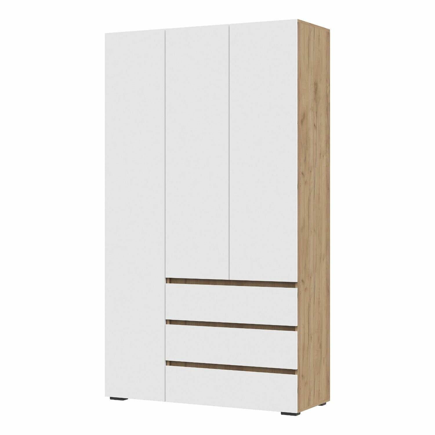 Шкаф 3х створчатый с ящиками Хелен ШК-06, Дуб крафт золотои /Белыи шагрень