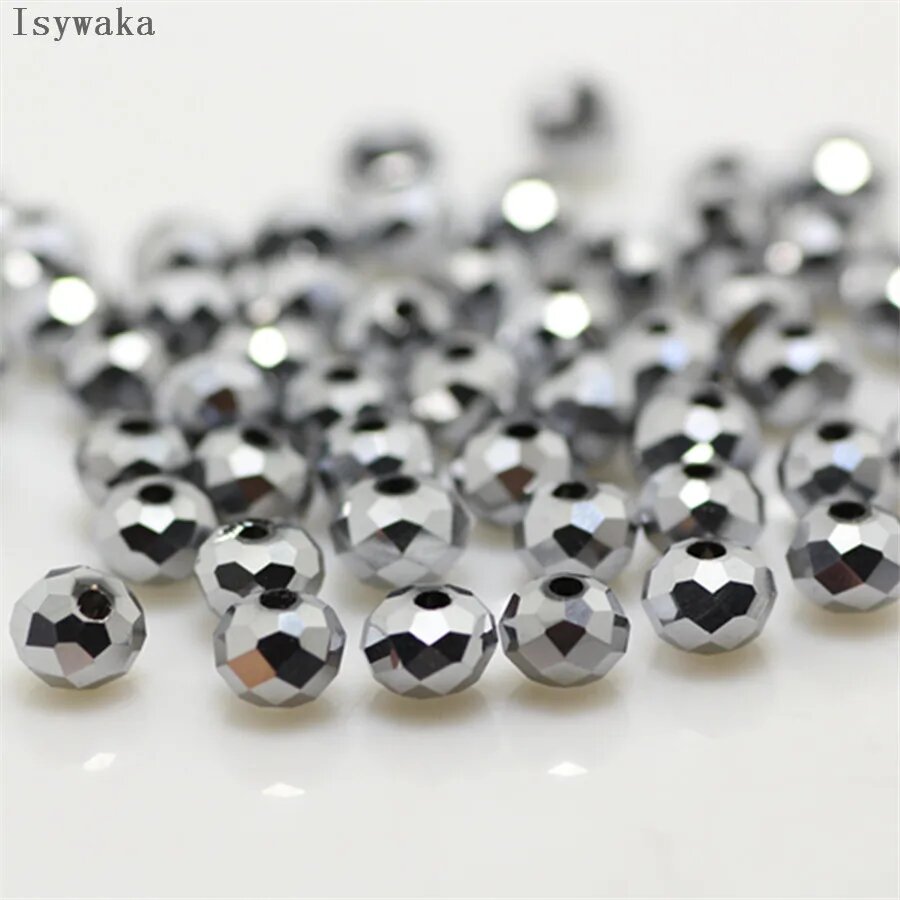 Серебряные граненые бусины 2 мм, 170 шт