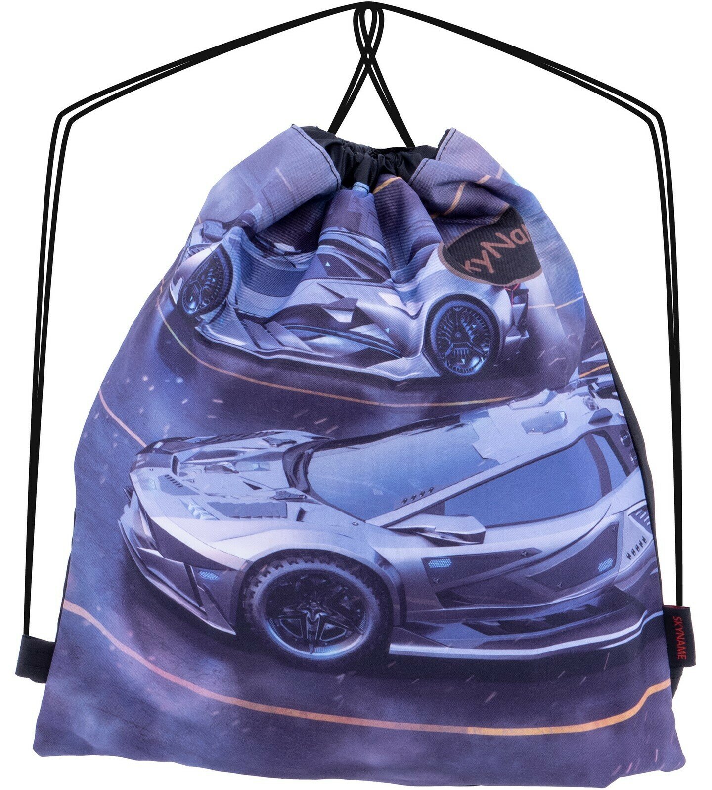 Мешок для обуви для мальчика в школу увеличенного размера 45 х 40 см с лямками из шнурков