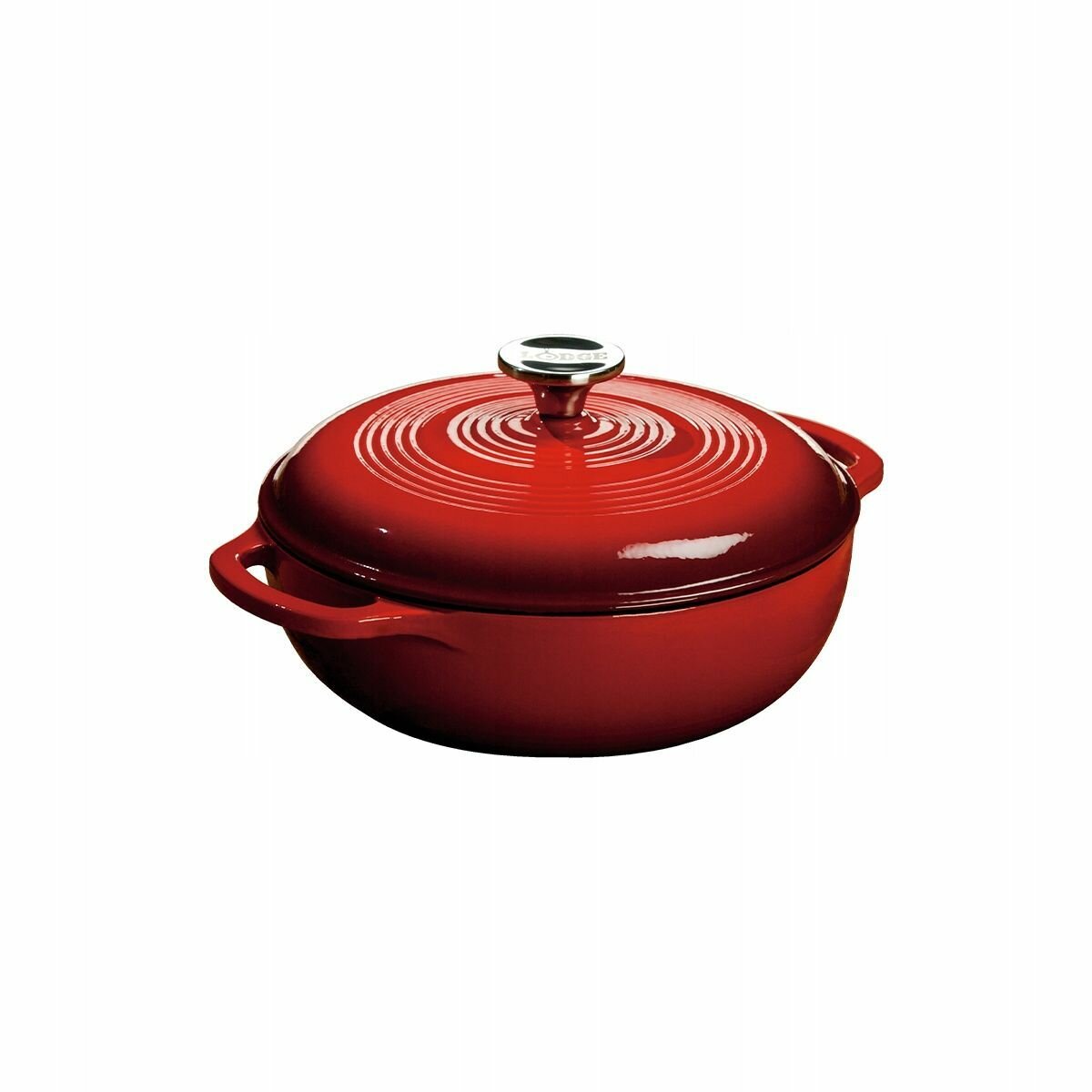 Кастрюля - Lodge Oyster - чугунная, эмалированная, 2.8 л, с крышкой, красный, EC3D43
