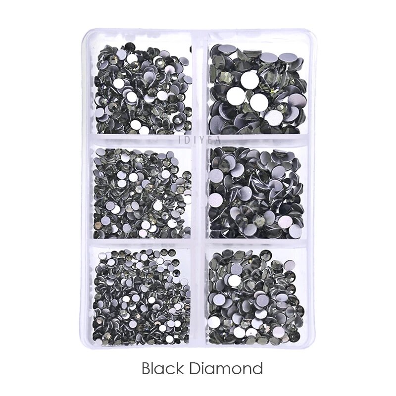 Стразы черные IDIYEA ss6-ss20 Black Diamond