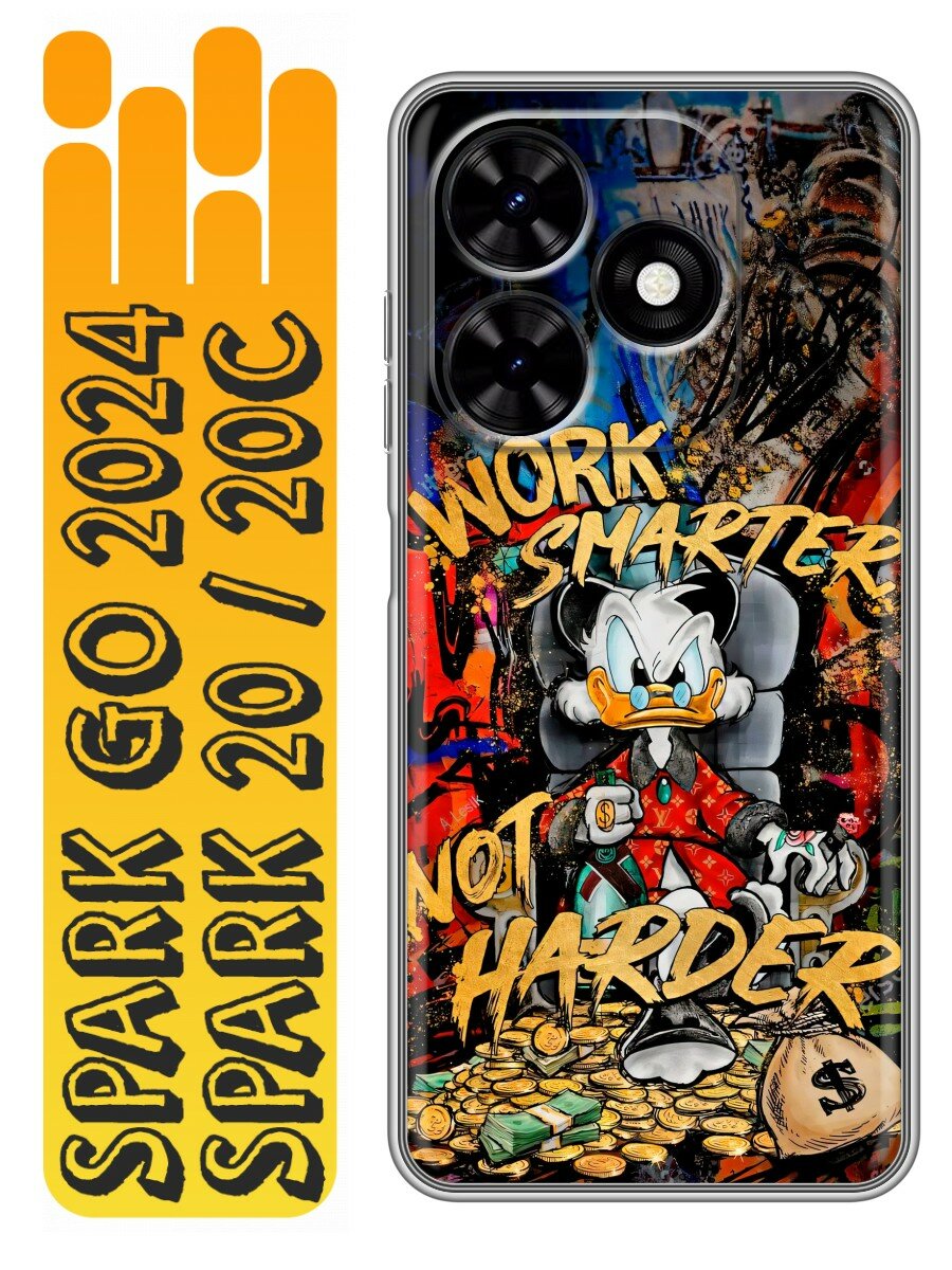 Чехол для Tecno Spark Go 2024, Spark 20, 20C, Pop 8 Дональд Дак Деньги (Техно Спарк Го 2024, Спарк 20, 20С, Поп 8)