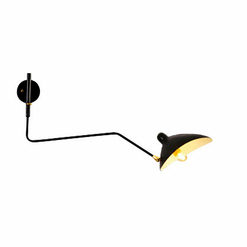 Постмодернистский черный бра из кованого железа с одной головкой, L65 см, теплый свет