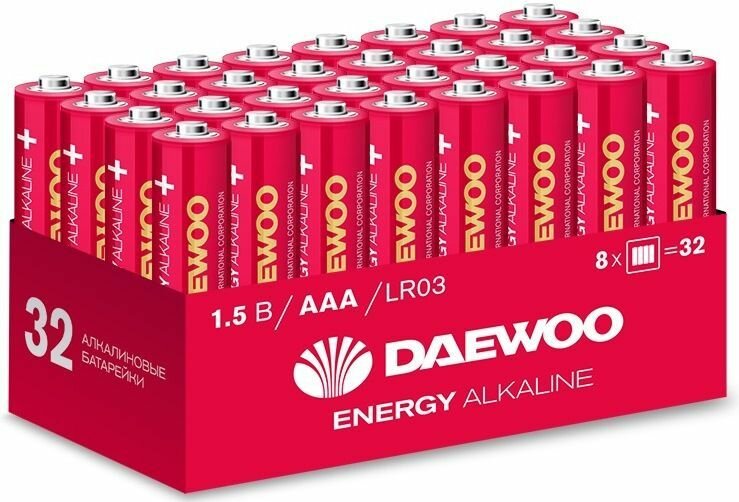 Комплект 32 шт, батарейки тип ААА (мизинчиковые) LR3 Daewoo