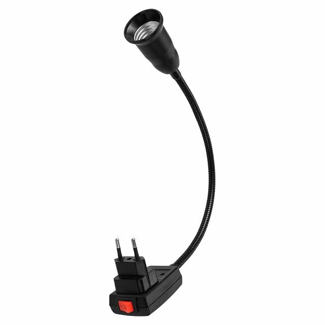 TDM патрон переходник гибкий Е27 30 мм с выключателем черный для светильников