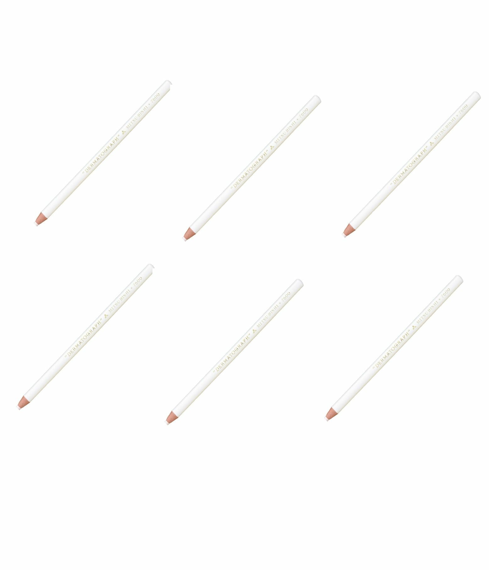 UNI Карандаш восковый DERMATOGRAPH P-7600, белый, 1,0-4,4мм, 6 уп