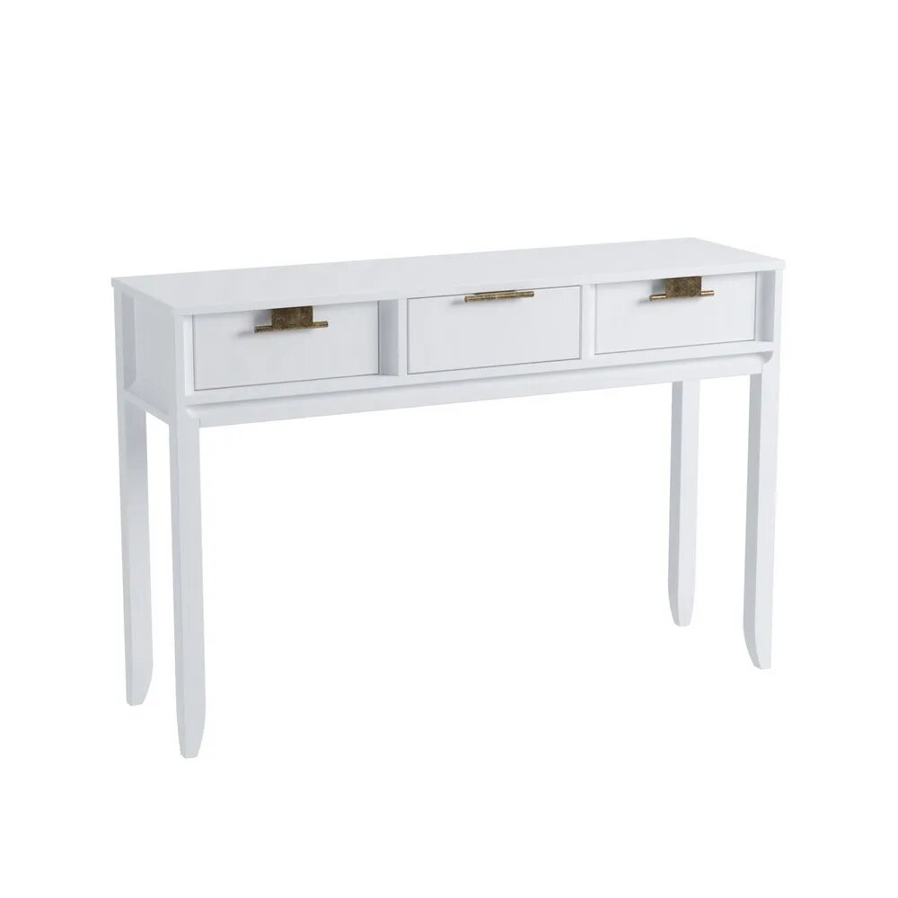 Консоль "Брианна" , массив сосны, белый лак, 3 выдвижных ящика