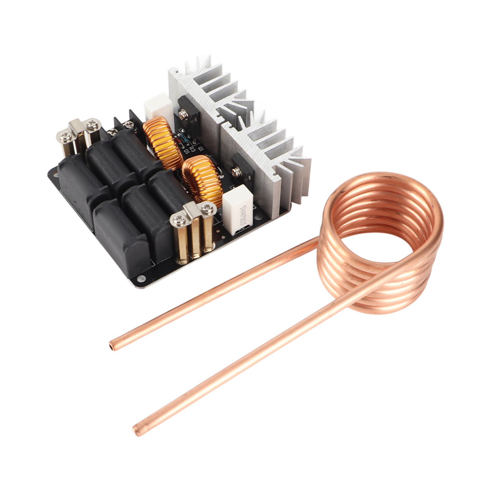 Модуль платы индукционного нагрева низкого напряжения ZVS 1000W с драйвером обратного связывания для нагревателя, DIY, диаметр катушки 40мм, высота катушки 50мм, входное напряжение 12-48V, максимальный ток 20A, вход 24V без нагрузки ток 3A, вход 48V без