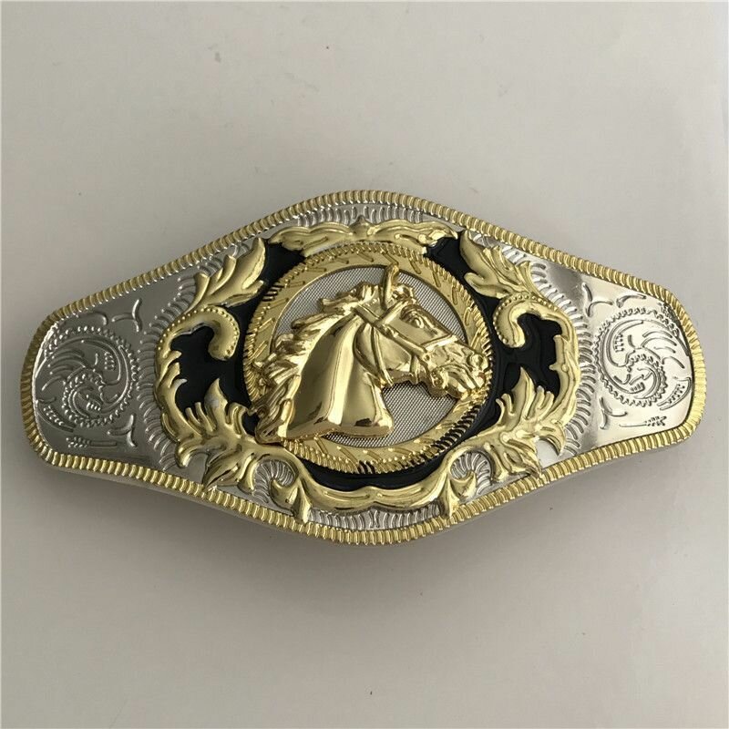 Роскошная металлическая пряжка для ковбойского ремня мужчин с золотой лошадиной головой