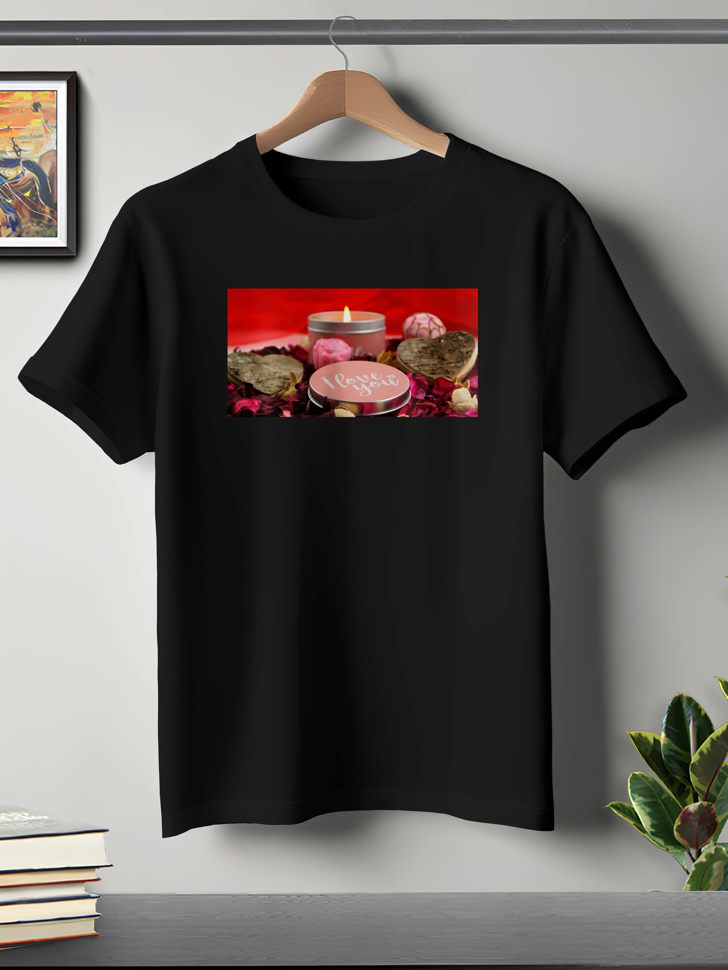 Футболка ONEQ унисекс 48-50 (L) размер с принтом День Святого Валентина, черная