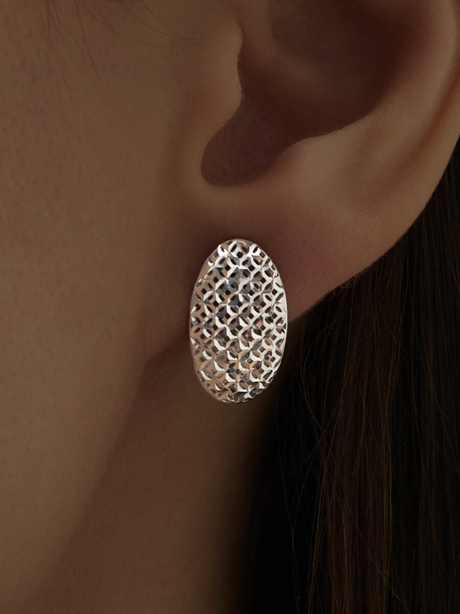 Серьги, серебро, 925 проба, родирование