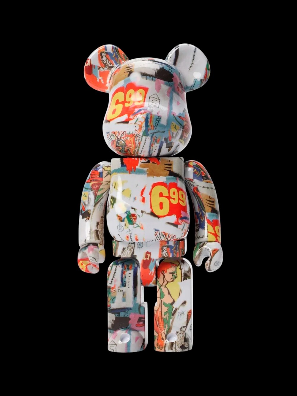 Коллекционная оригинальная фигура Bearbrick x Andy Warhol x Jean Michel Basquiat #4 400% / 28 см высота / ABS пластик