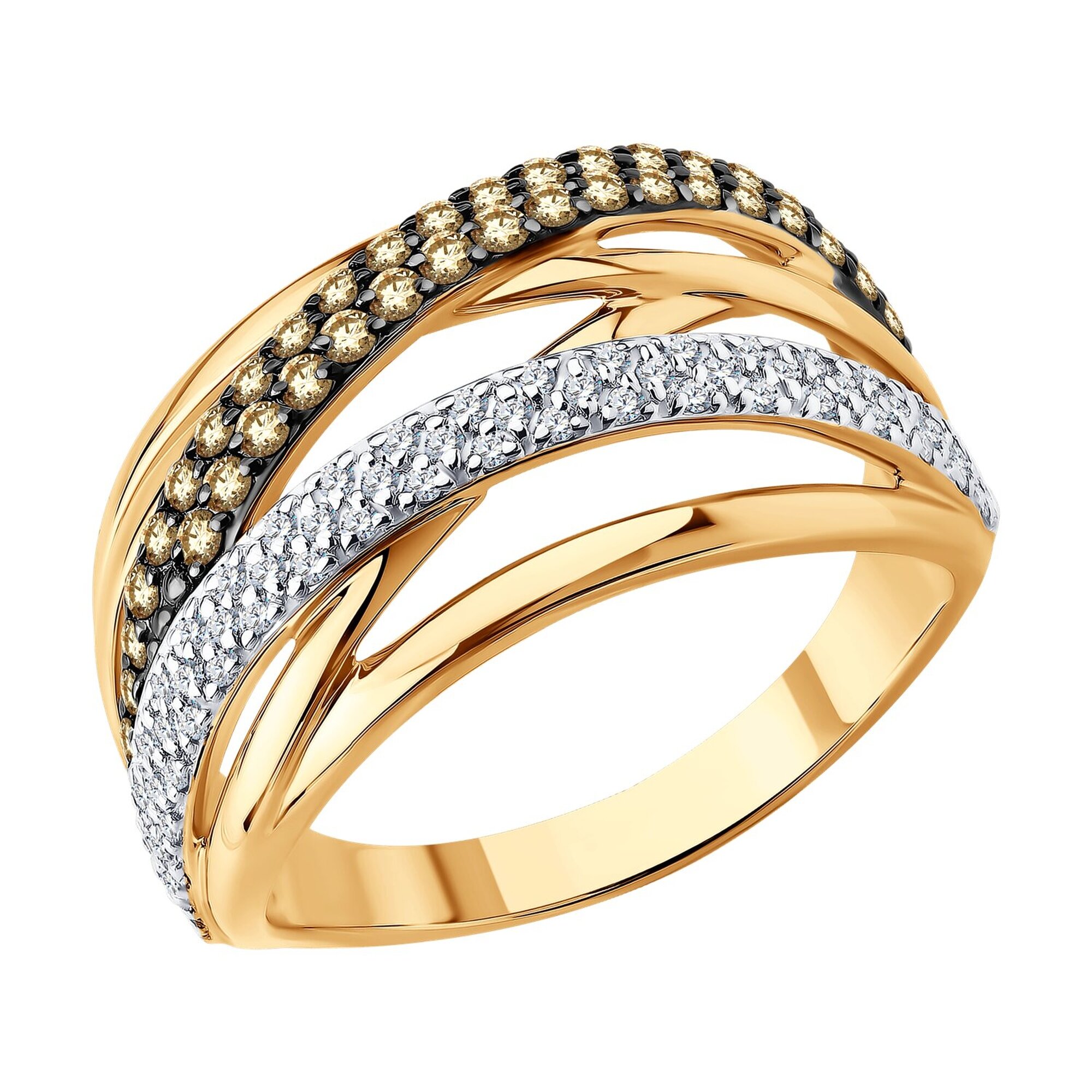 Кольцо дорожка, красное золото, 585 проба, бриллиант