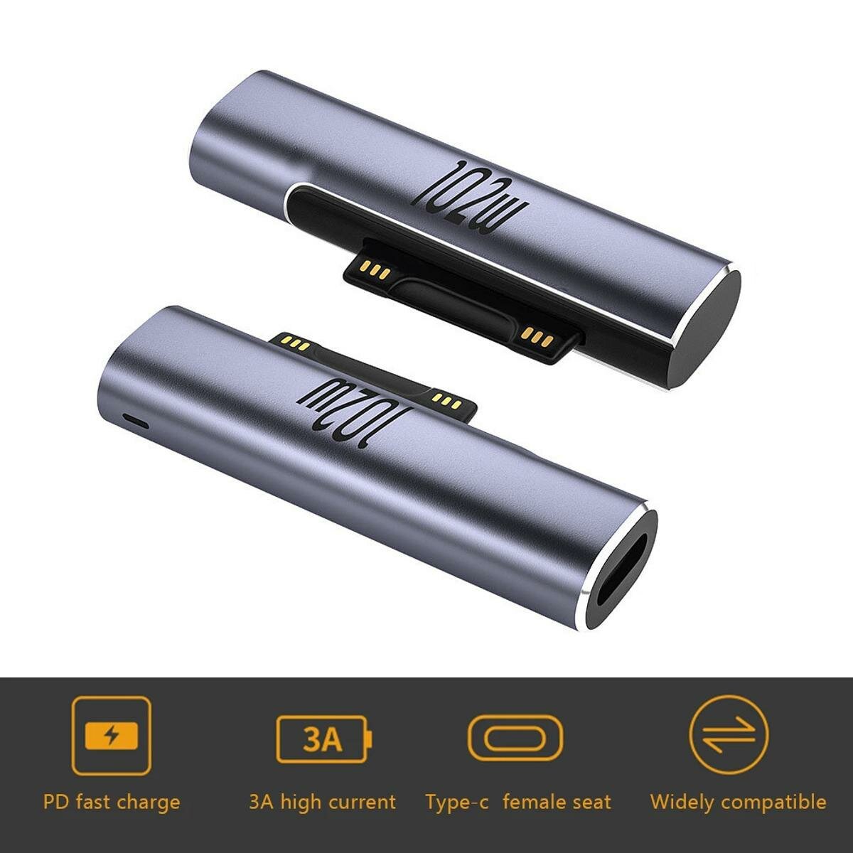 102 Вт Магнитный USB Type C PD адаптер быстрой зарядки для Microsoft Surface Pro 8 7 6 5 4 3 USB-C Coverter для ноутбука