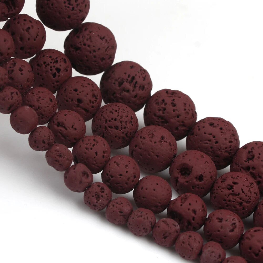 Бусины из вулканической лавы xilitata 4 6 8 10 мм Бордовый, 4mm (approx 91pcs), Wine Red