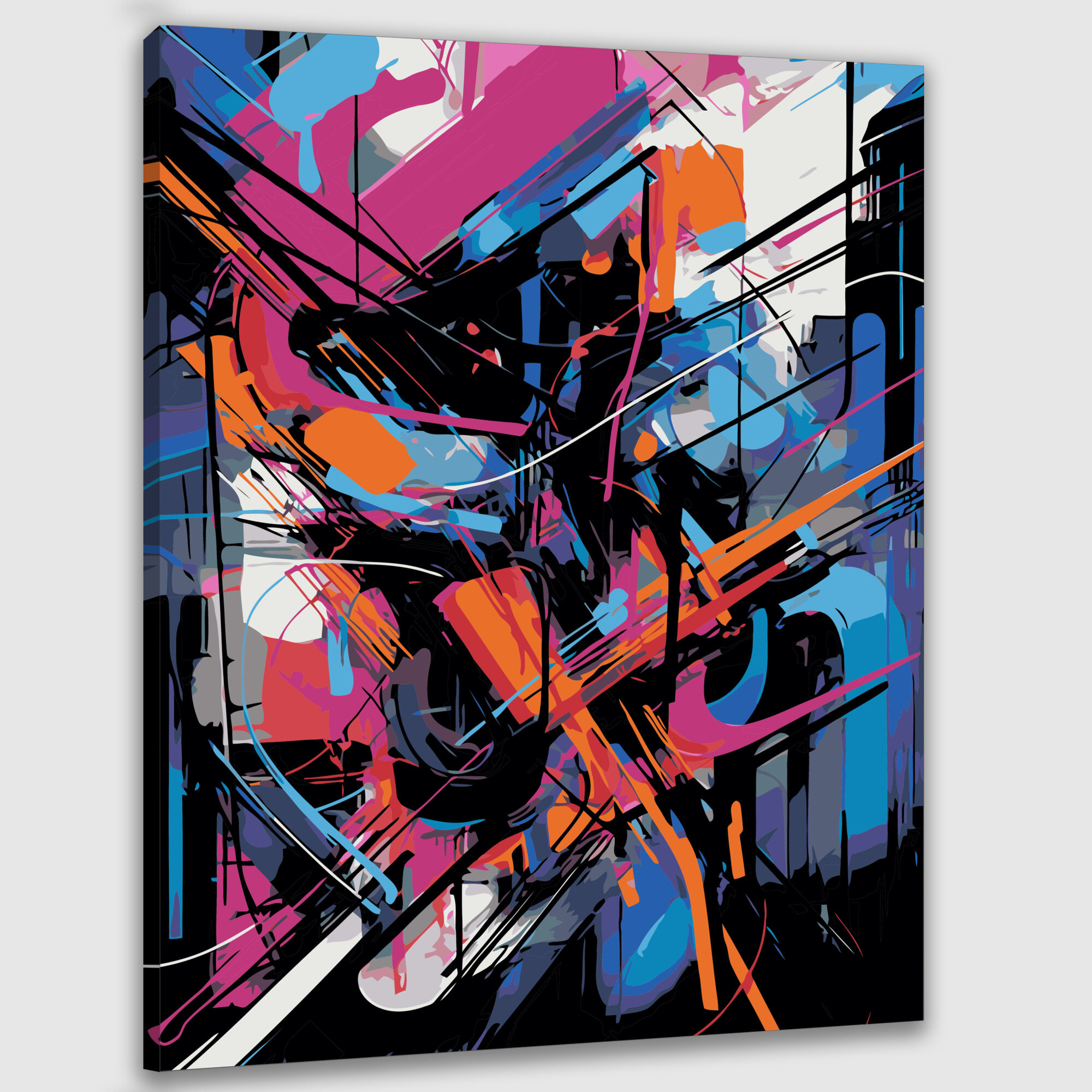 Картина по номерам 40x50 см, граффити, абстракция, цифровое искусство, уличная эстетика, яркие цвета, динамичные формы