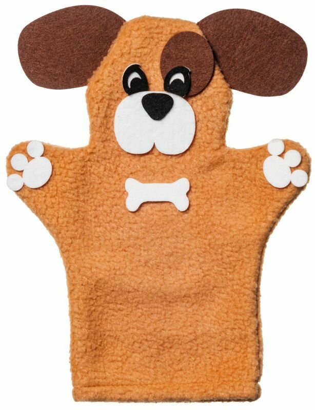 Кукла-рукавичка на руку Smile Decor "Собачка" для кукольного тетра из флиса, мягкая игрушка-перчатка, перчаточная кукла бибабо
