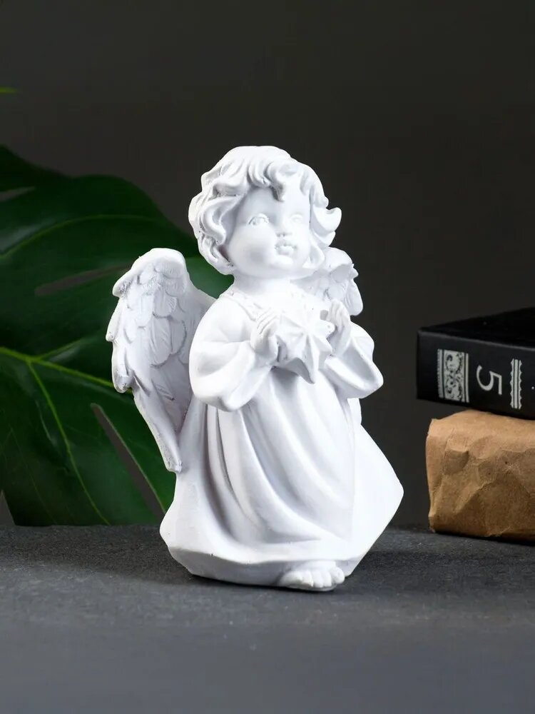 Декоративная фигурка «Ангелочек со звездой в руках», полистоун