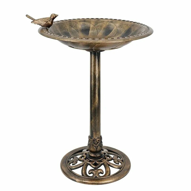 Фонтан для птиц садовый, бронза, пластик, ретро стиль, диаметр 15", высота 28", без фонтана